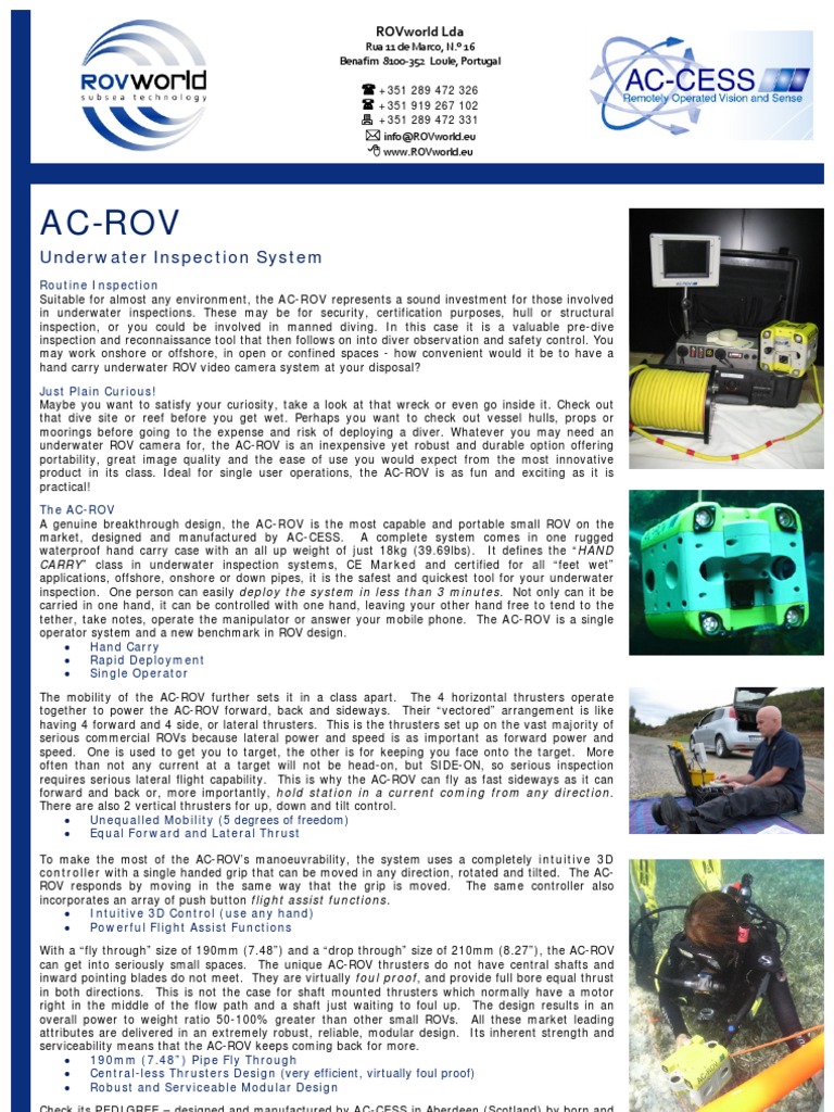 AC-ROV Datasheet UK | PDF | Underwater Diving | Rocket Engine