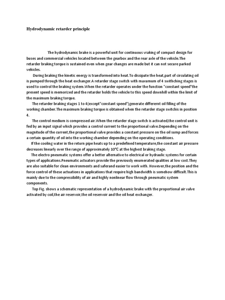 Hydrodynamic Braking System | PDF | Brake | Actuator