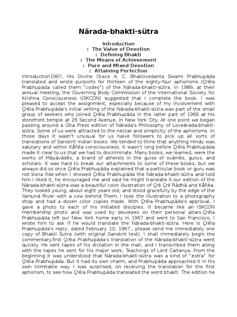 Narada Bhakti Sutra Enes | PDF | Brahman | Bhakti