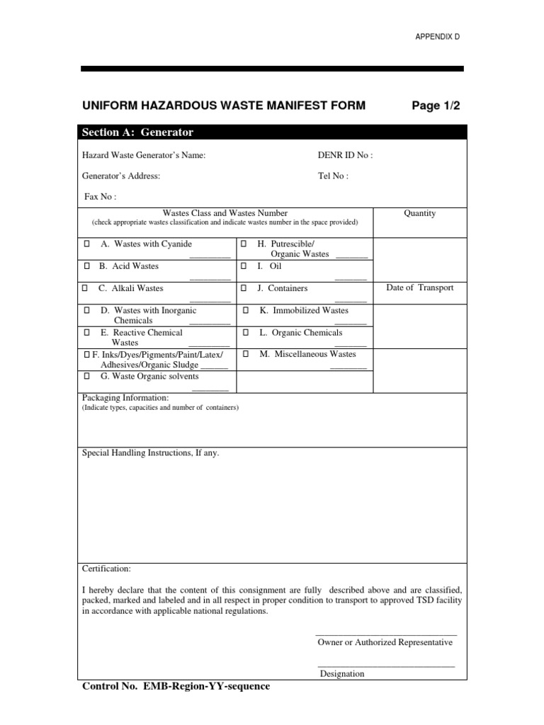 Appendix D | PDF | Hazardous Waste | Waste
