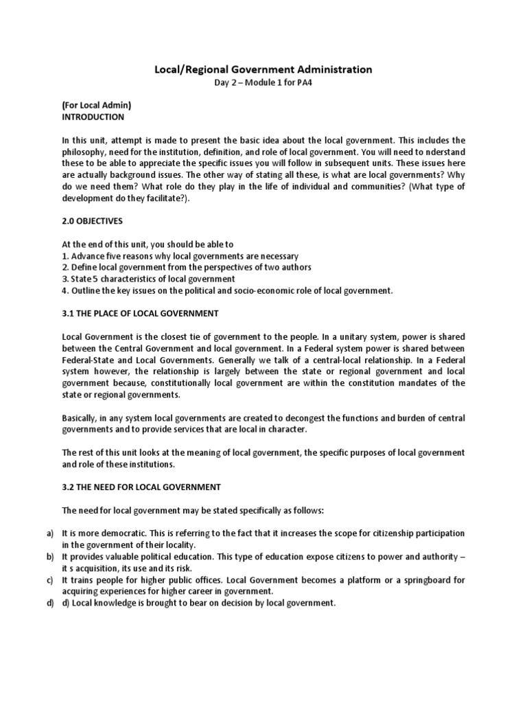 Local Government Administration | PDF | Local Government | Policy