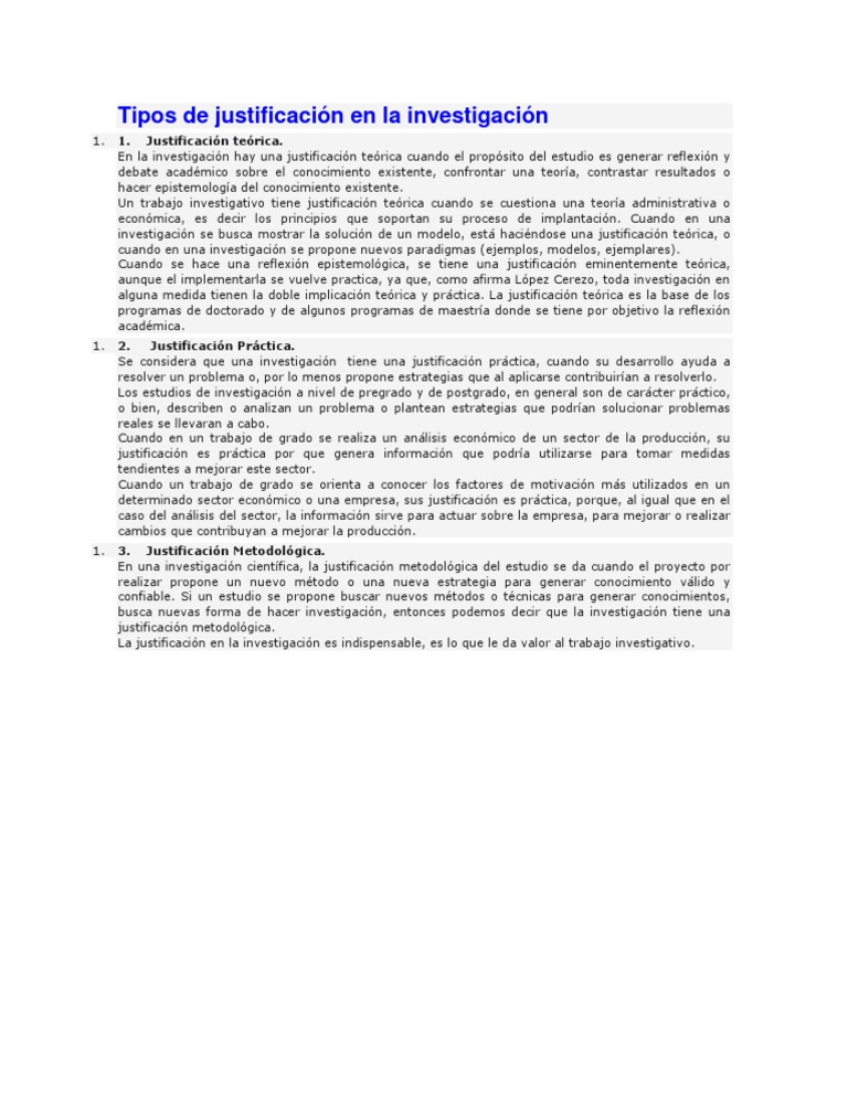 Tipos de Justificacion | PDF
