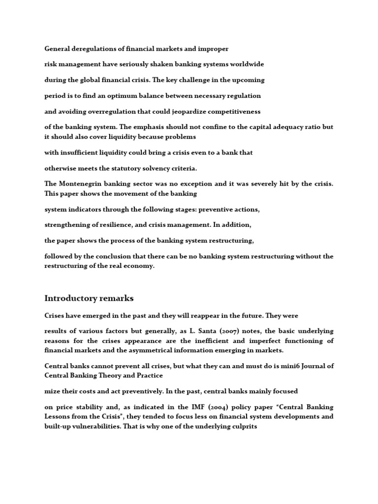 Crisis Literature Review | PDF | Crisis Management | Banks