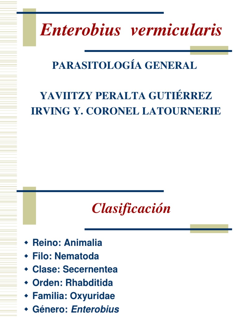 Enterobius Vermicularis | PDF | Especialidades Medicas | Ciencias de la ...