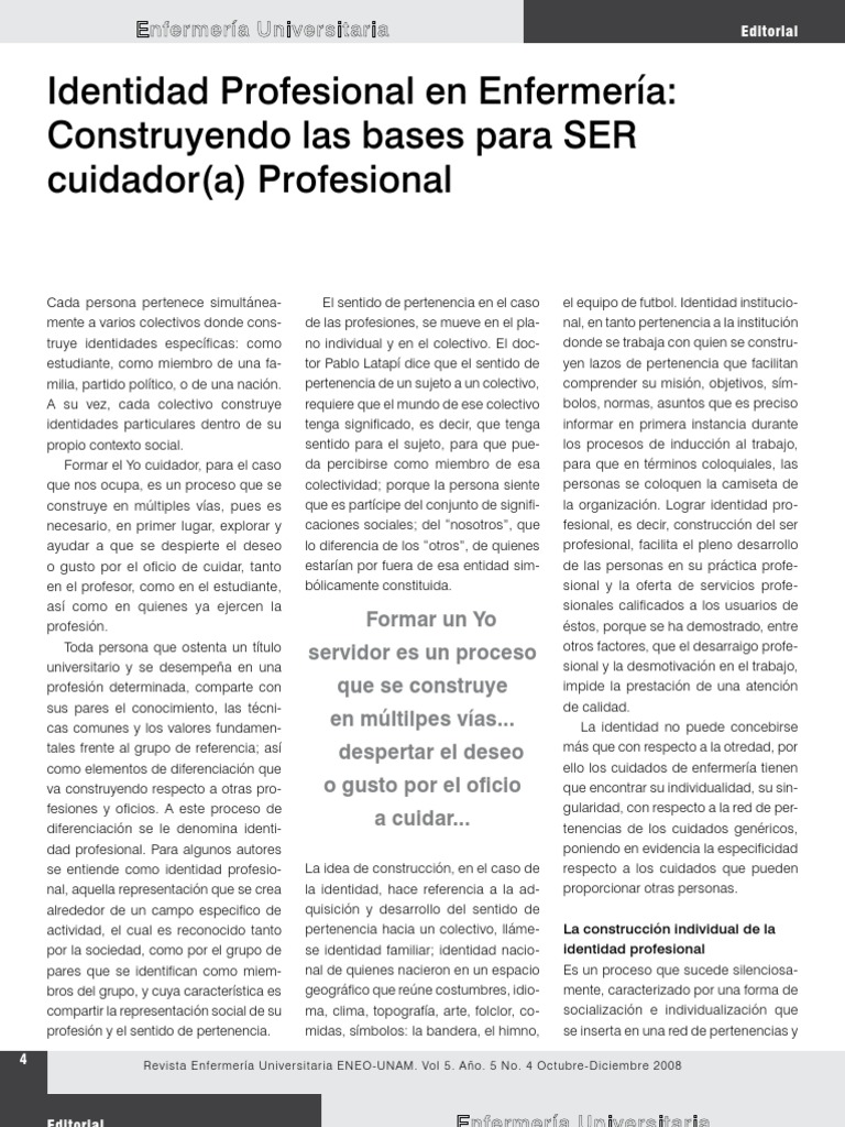 Identidad Profesional en Enfermeria | PDF | Enfermería | Conocimiento