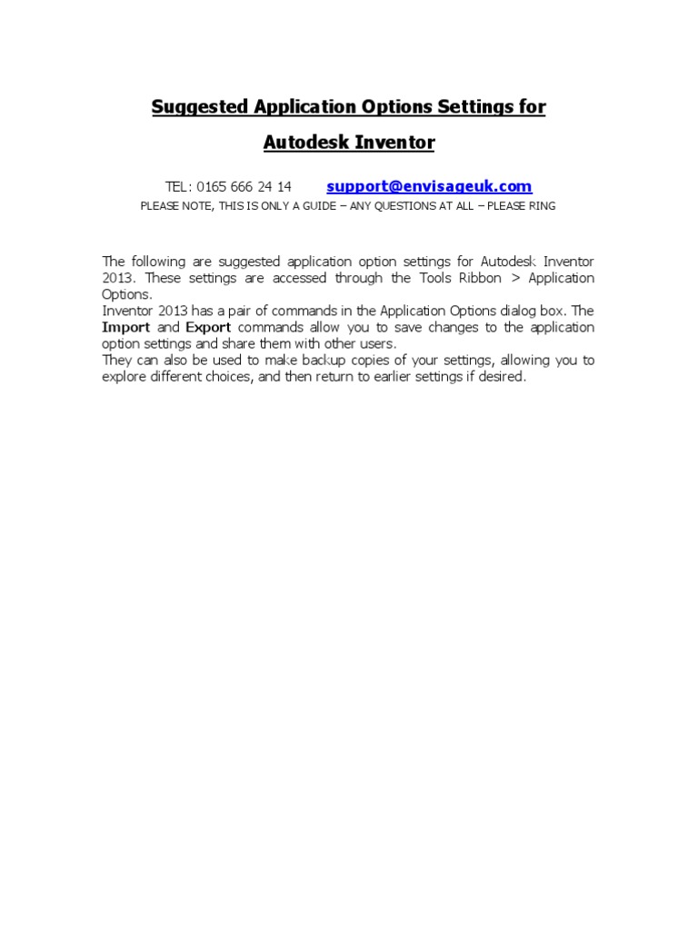 Inventor 2013 Application Options | PDF | Windows 7 | Microsoft Windows