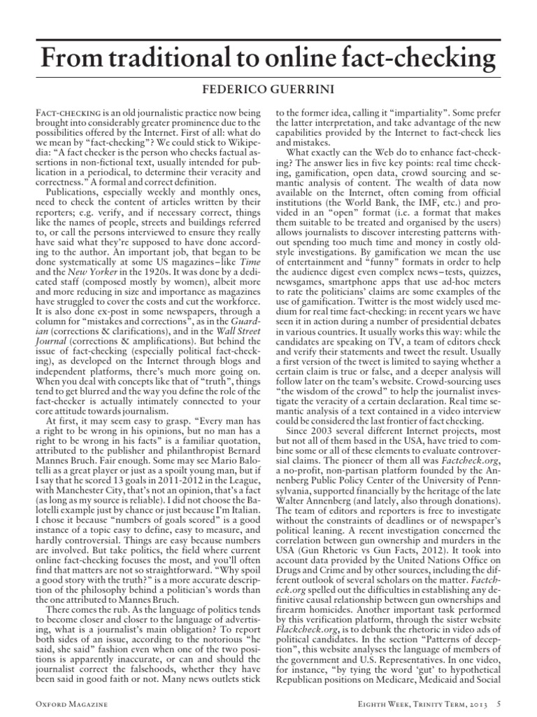 From Traditional To Online Fact-Checking | PDF | Journalism | Twitter