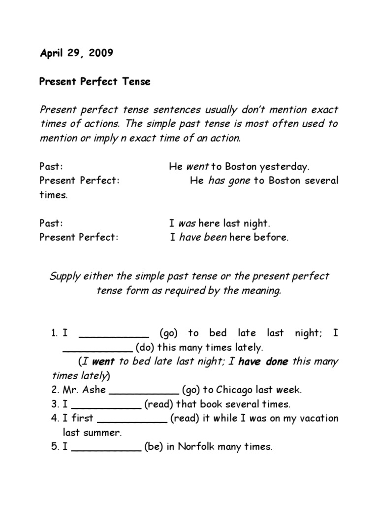 4th Grade Assignment | PDF | Perfect (Grammar) | Grammatical Tense