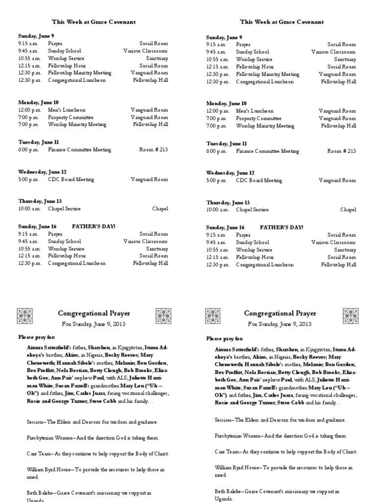 Calendar-Prayer June 9, 2013 | PDF | Christian Organizations ...