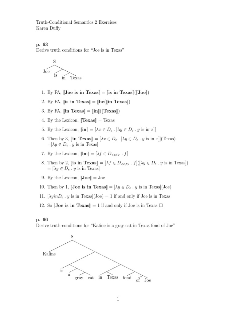 Truth-Conditional Semantics 2 Exercises | PDF | Truth | Logic
