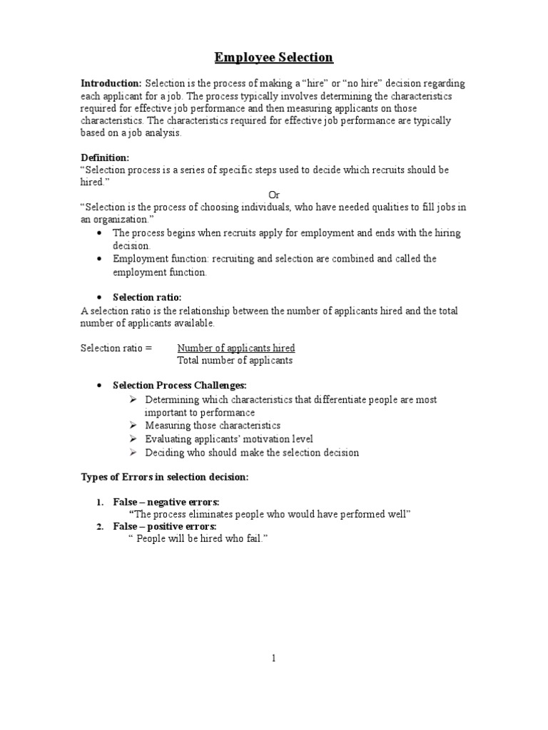 Employee Selection | PDF | Interview | Employment