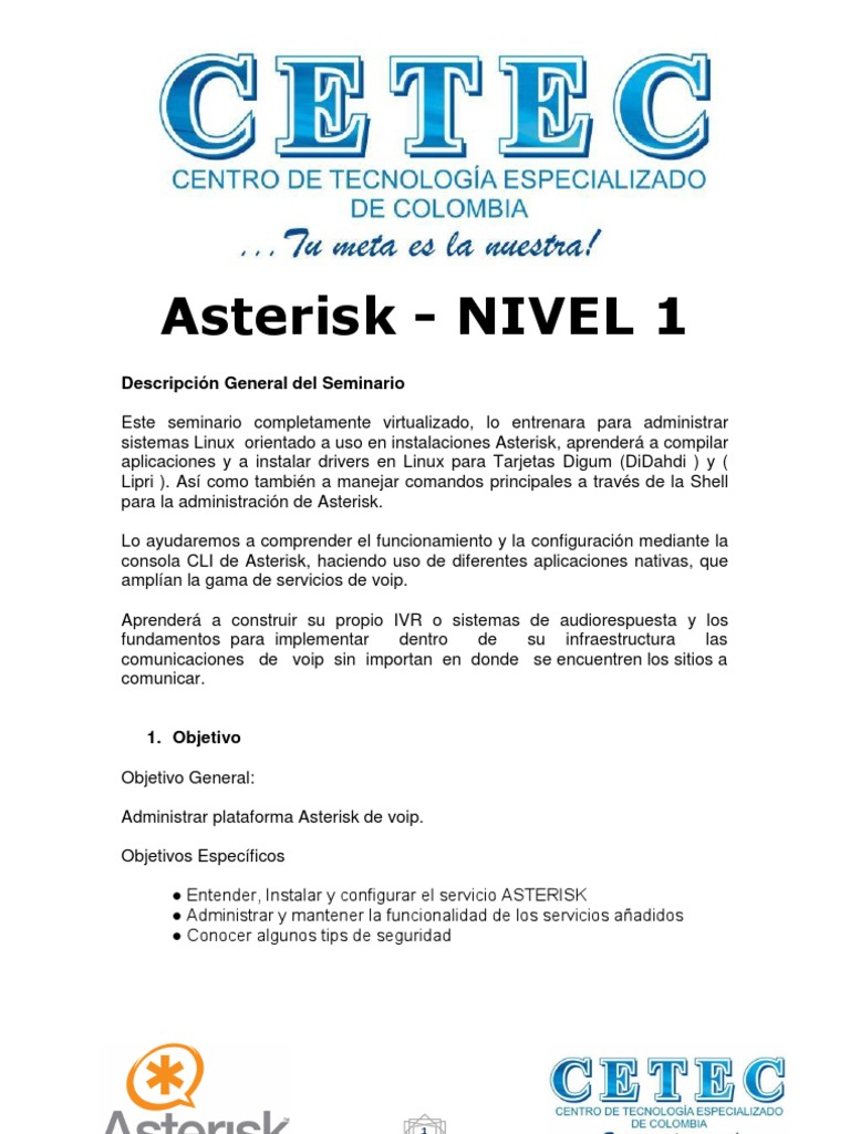 Asterisk Nivel 1 Basico Intermedio | Descargar gratis PDF | Distribución de Linux | Interfaz de ...