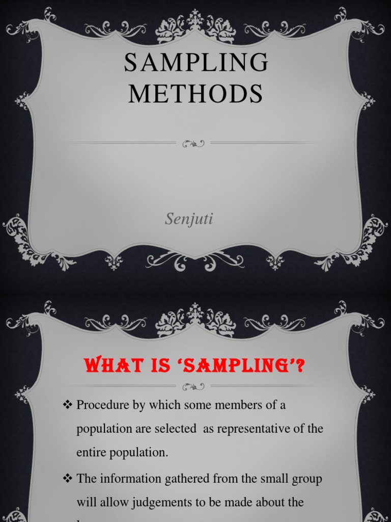 Sampling Methods: Senjuti | PDF | Stratified Sampling | Sampling (Statistics)