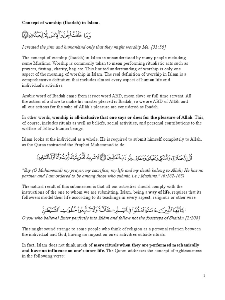 Concept of Worship in Islam | PDF | Allah | God In Islam