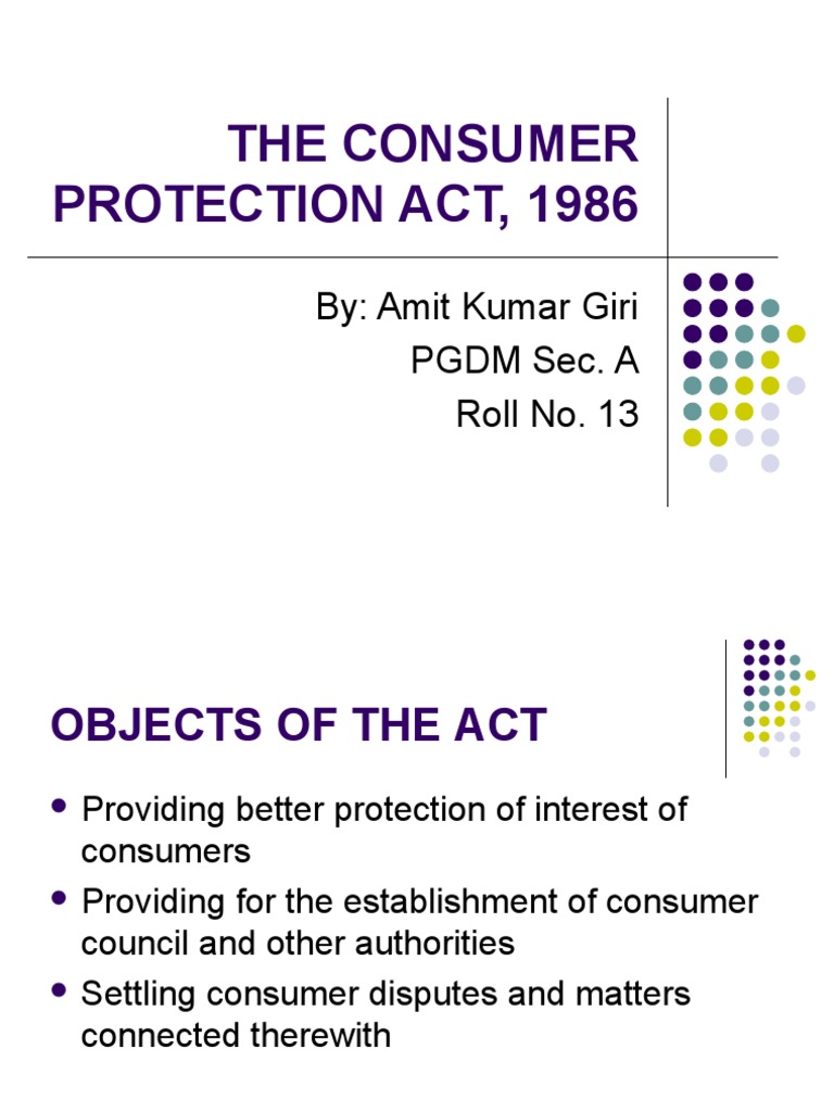 The Consumer Protection Act, 1986 | PDF | Complaint | Goods