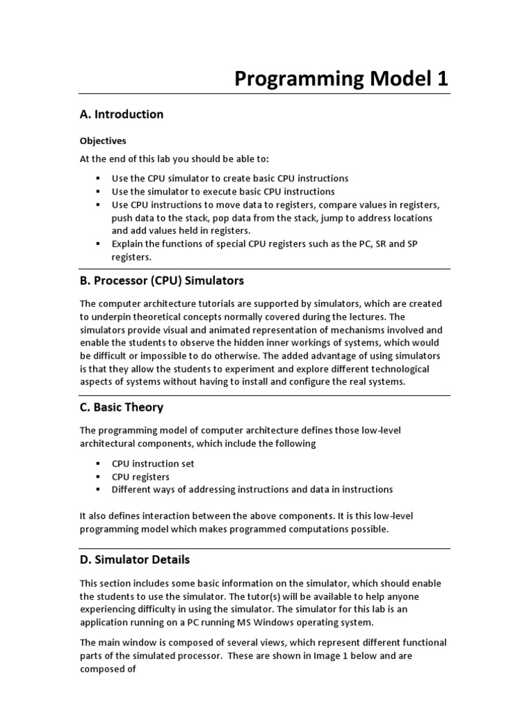 Programming Model 1tutorial Pdf Central Processing Unit