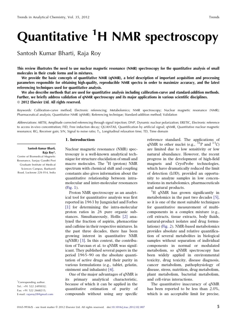 Advances in Quantitative NMR Analysis | PDF | Nuclear Magnetic ...