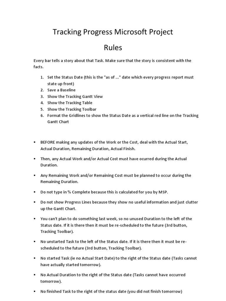 Tracking Progress Microsoft Project | Download Free PDF | Digital Technology | Business