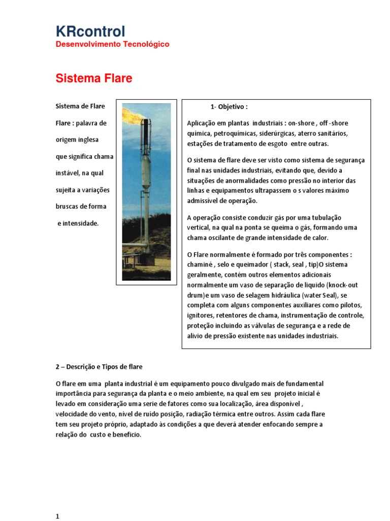 Sistema de Flare Krcontrol | Download grátis PDF | Combustão | Gases