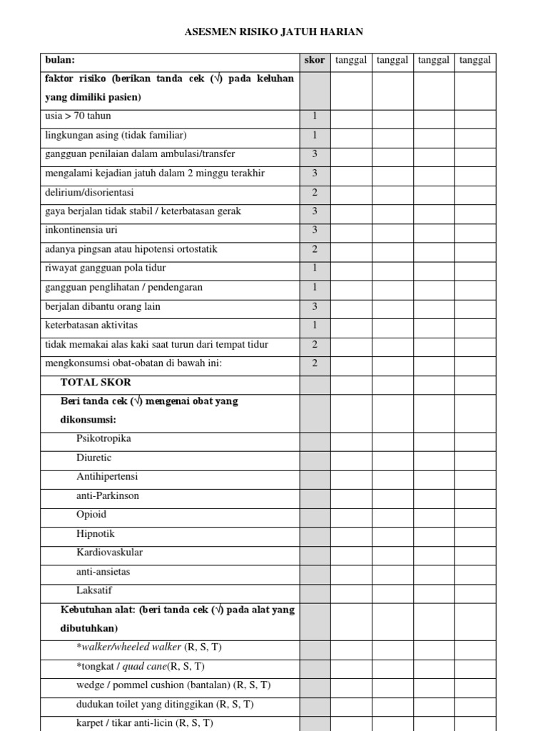 Asesmen Risiko Jatuh Harian | PDF