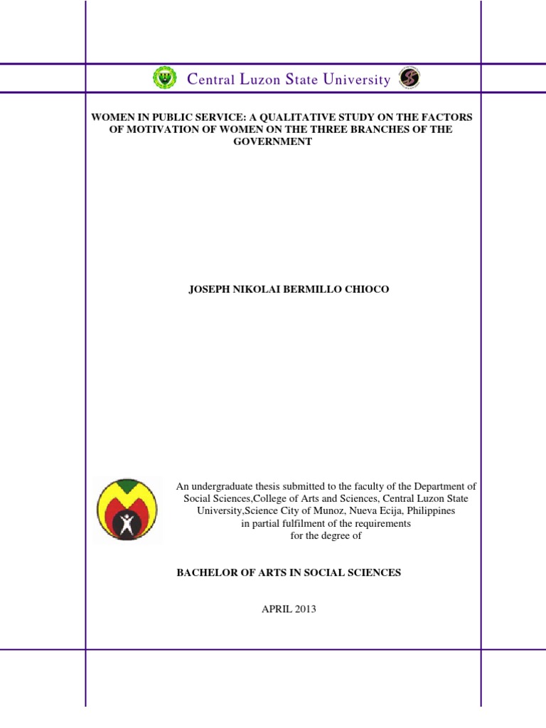 Motivation of Women in Entering Public Service in The Three Branches of ...