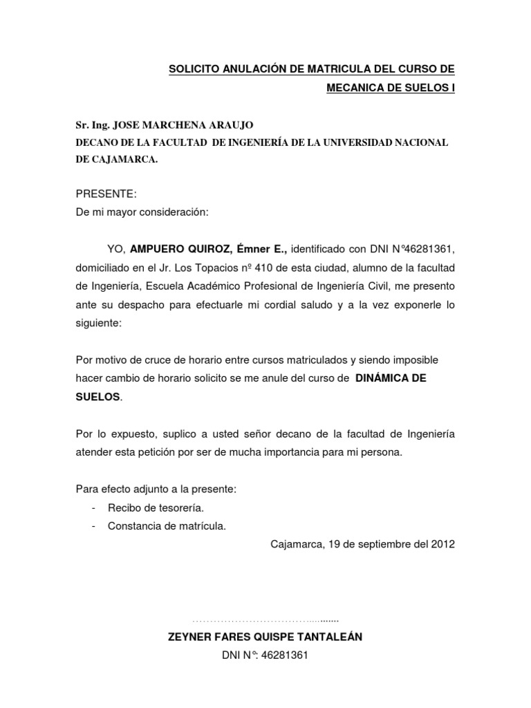 Anulacion de Matricula | PDF