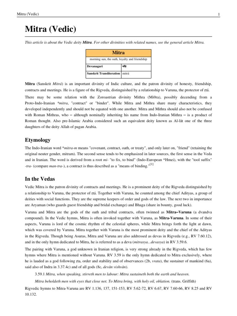 Mitra (Vedic) | PDF | Hindu Mythology | Hindu Deities