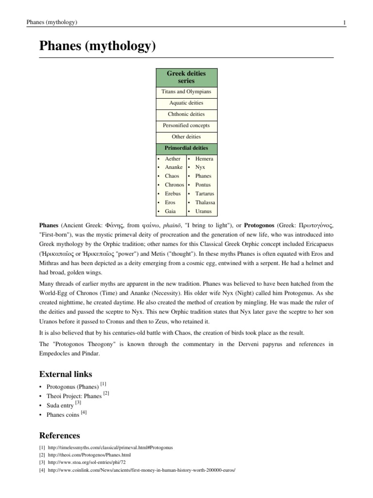 Phanes (Mythology) | PDF | Deities | Mythology