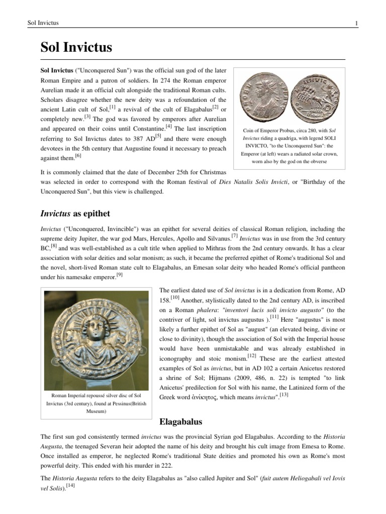 Sol Invictus | PDF | Religion And Belief