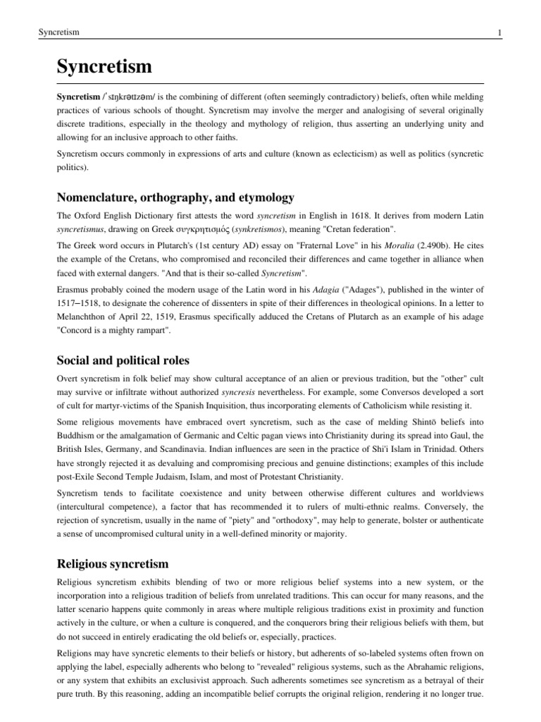 Syncretism | PDF | Religious Belief And Doctrine | Religious Faiths