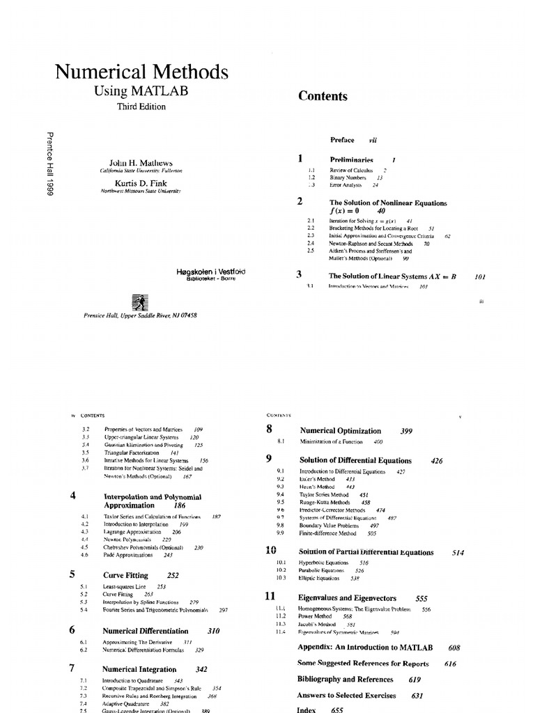 Numerical Methods Using MATLAB Mathews and Fink PDF | PDF