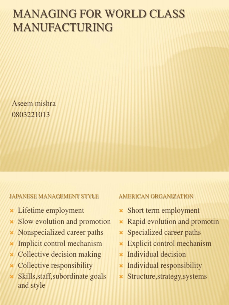 World Class Manufacturing Strategies | PDF | Business