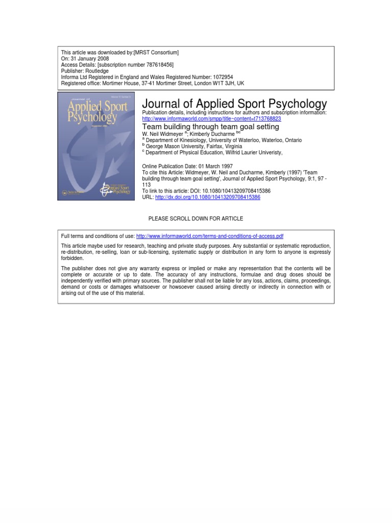 Applied Sports Psychology | PDF | Goal Setting | Group Cohesiveness