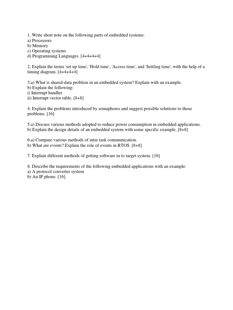 EMBEDDED SYSTEMS QUESTION PAPERS , IMPORTANT PREVIOUS QUESTION PAPERS ...