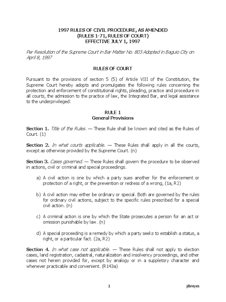 Rules of Court | PDF | Pleading | Lawsuit