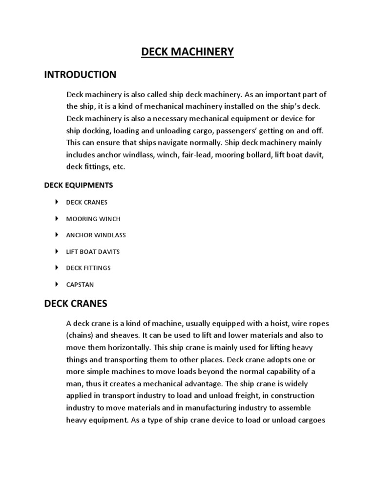 Script:-Deck Machinery | PDF