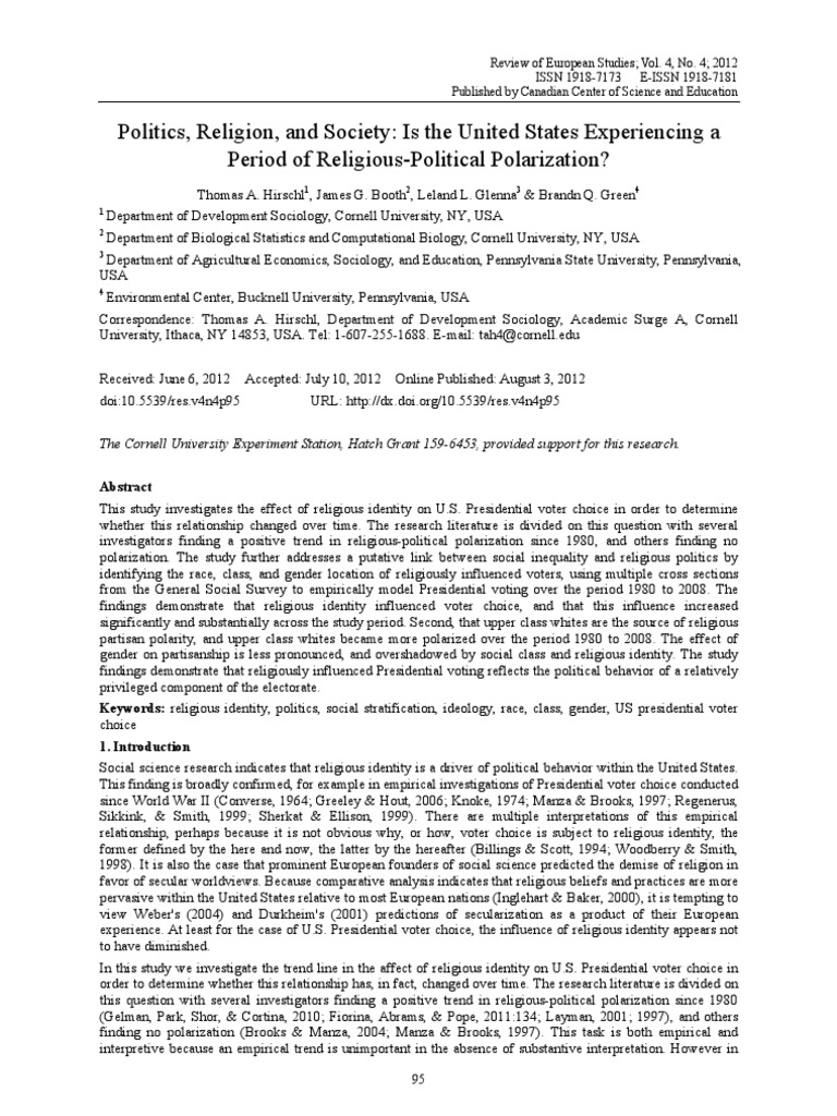 Politics, Religion, and Society: Is The United States Experiencing A ...