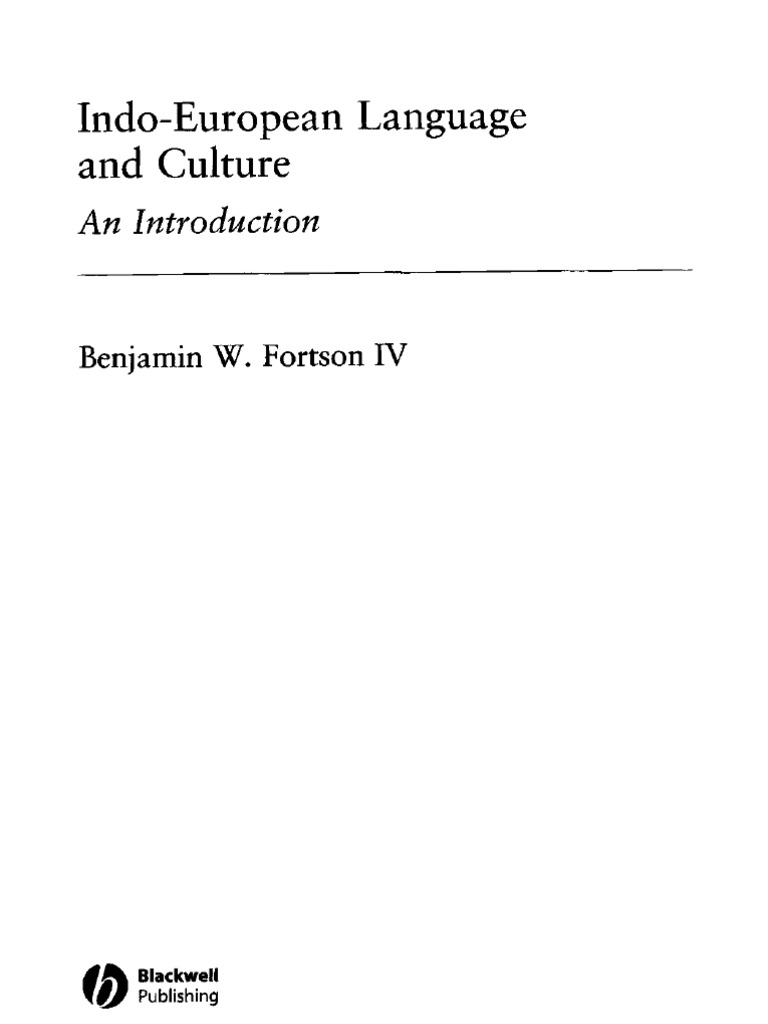 (Benjamin W. Fortson IV) Indo-European Language | PDF