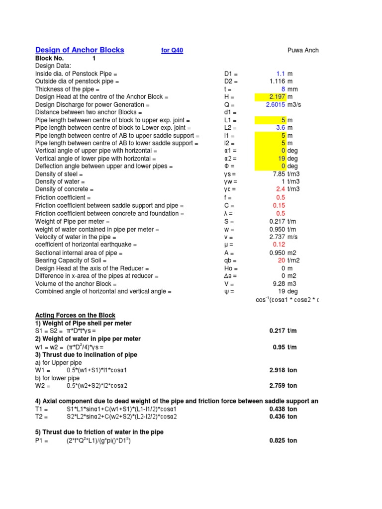 Anchor Block | PDF | Pipe (Fluid Conveyance) | Density