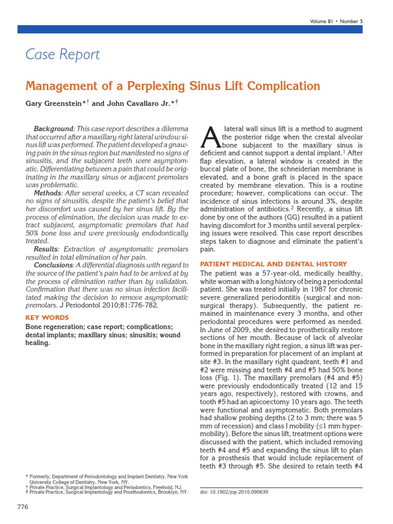 2010.gary Greenstein - Management of A Perplexing Sinus Lift ...