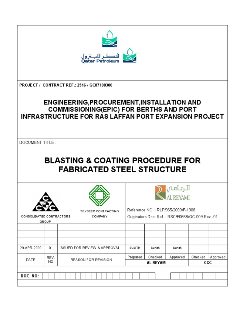 Blasting and Coating Procedure | PDF | Paint | Specification (Technical ...