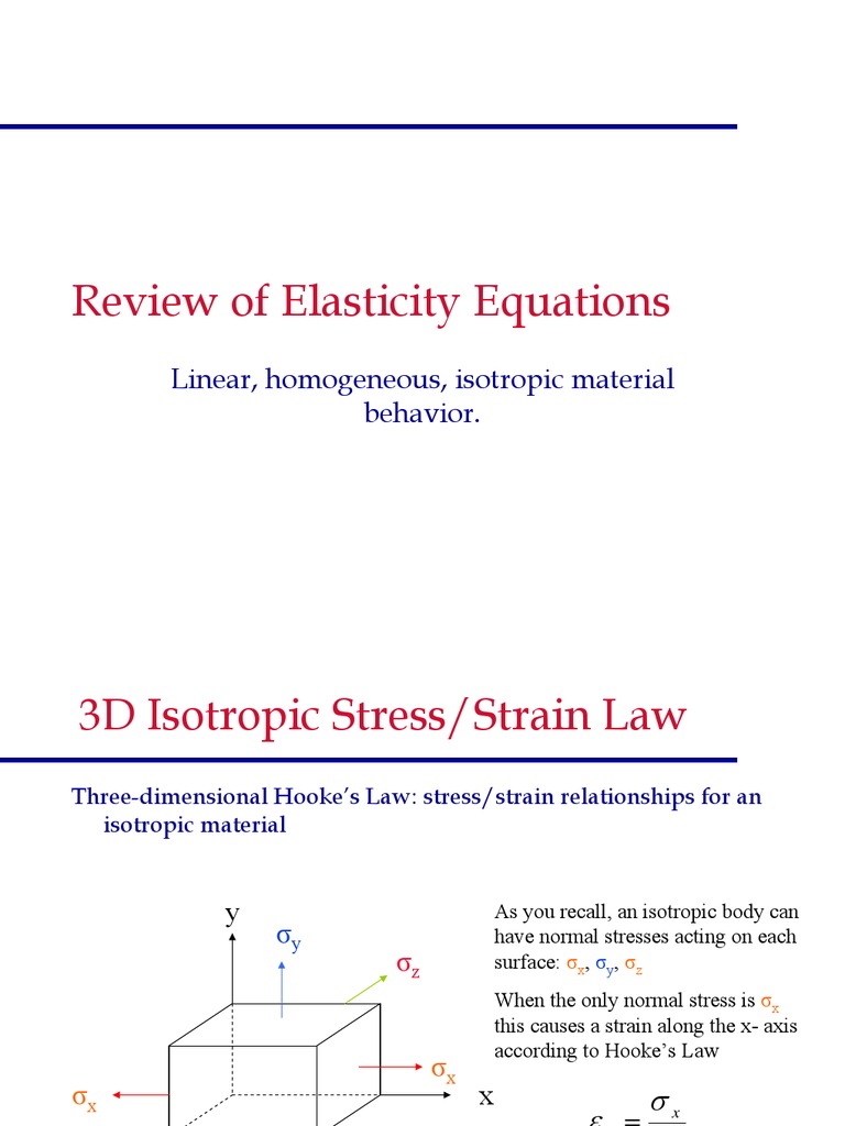 Review of Elasticity Equations | PDF | Integral | Deformation (Mechanics)