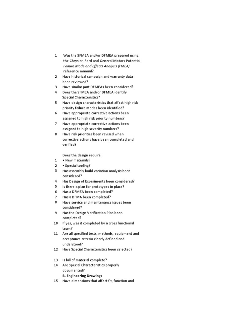 APQP Check List | Download Free PDF | Verification And Validation | Specification (Technical ...