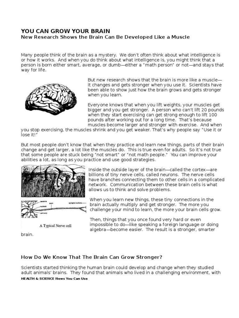 You Can Grow Your Brain | PDF | Brain | Muscle