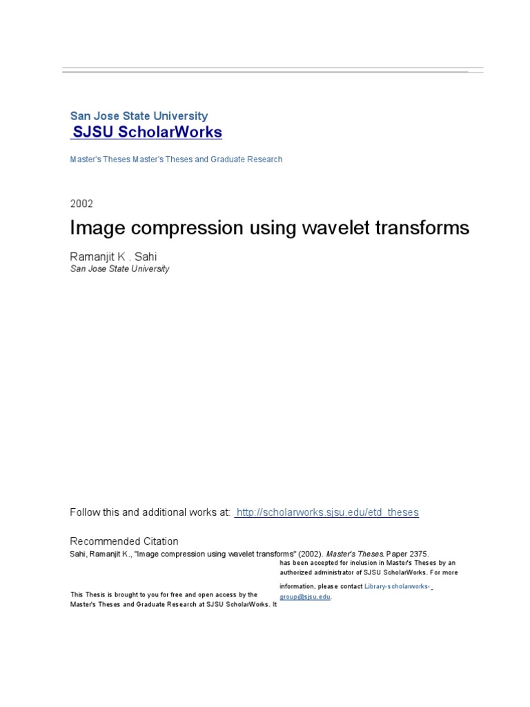Image Compression Using Wavelet Transforms - New | PDF | Technology & Engineering