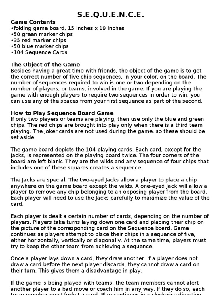 Sequence: The Rules of Play | PDF | Consumer Goods | Leisure Activities