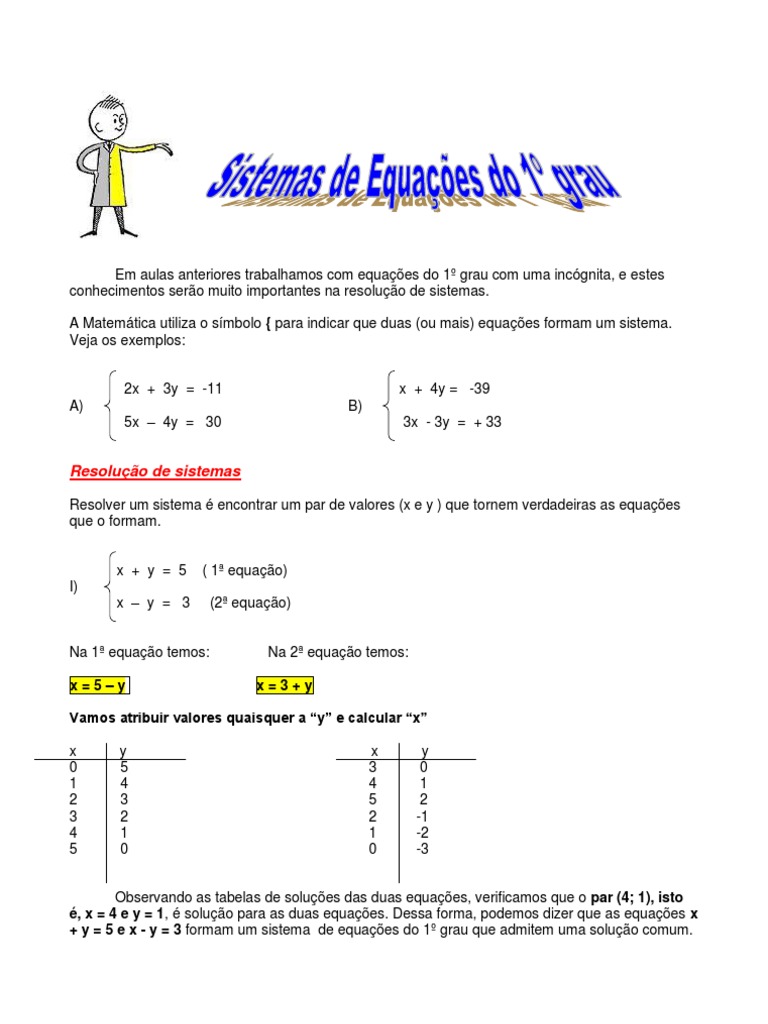 Sistema de Equacoes | Equações | Álgebra