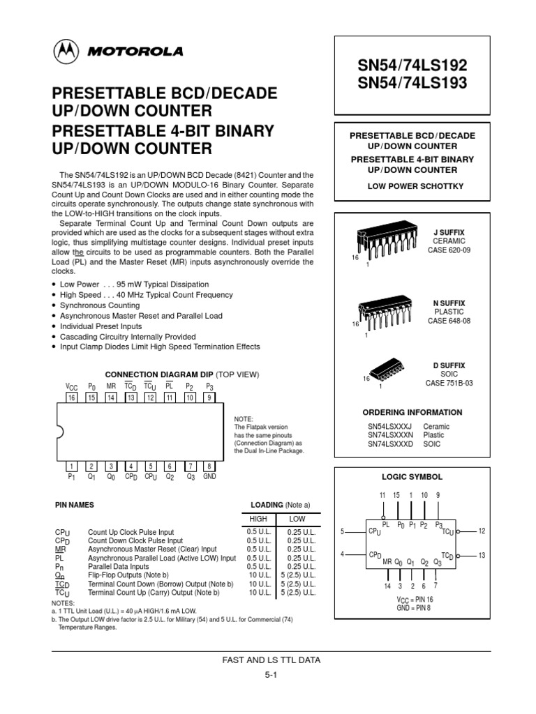 Datasheet 74192 | PDF | Digital Technology | Information And Communications Technology
