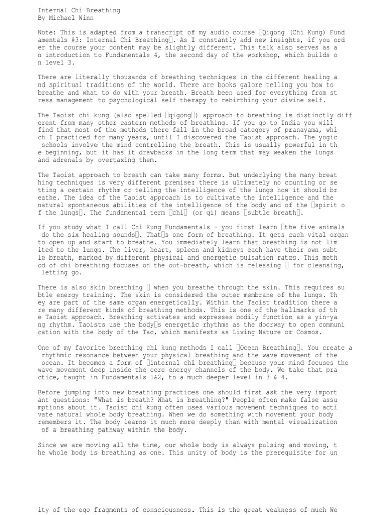 Internal Chi Breathing | PDF | Qi | Qigong