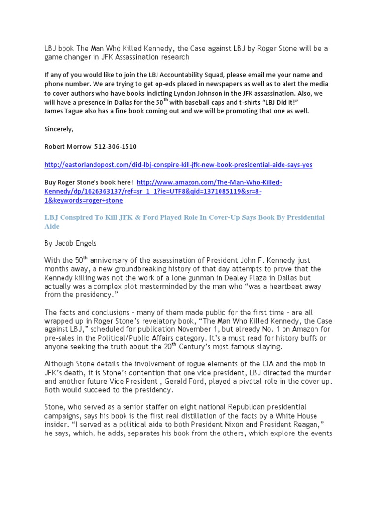 LBJ Book The Man Who Killed Kennedy | PDF | Lyndon B. Johnson | Warren ...